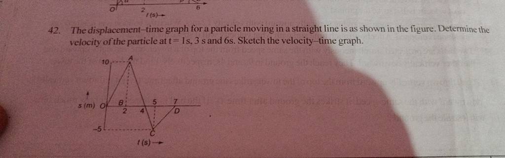 42. The displacement-time graph for a particle moving in a straight line