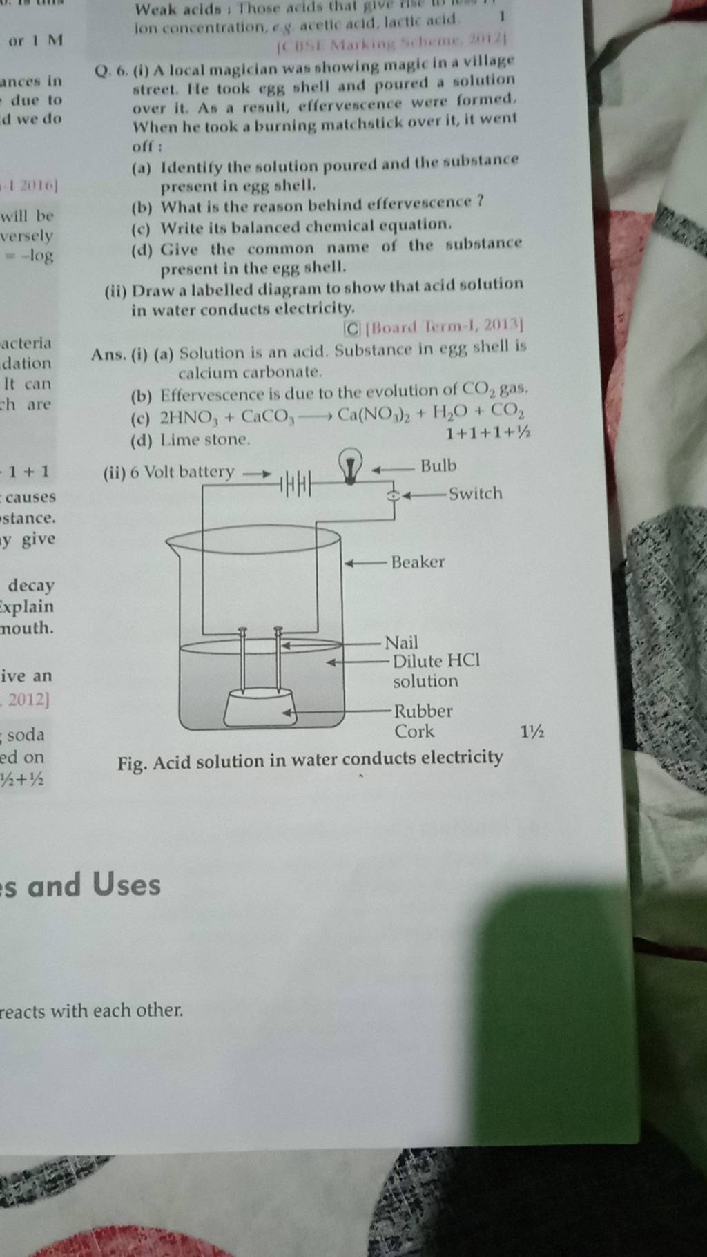 Draw a labelled diagram to show that acid solution in water conducts ele..