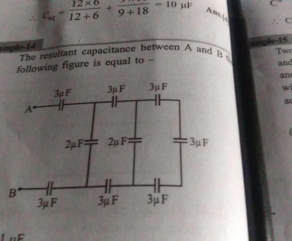 The resultant capacitance between A and B th following figure is equal to..