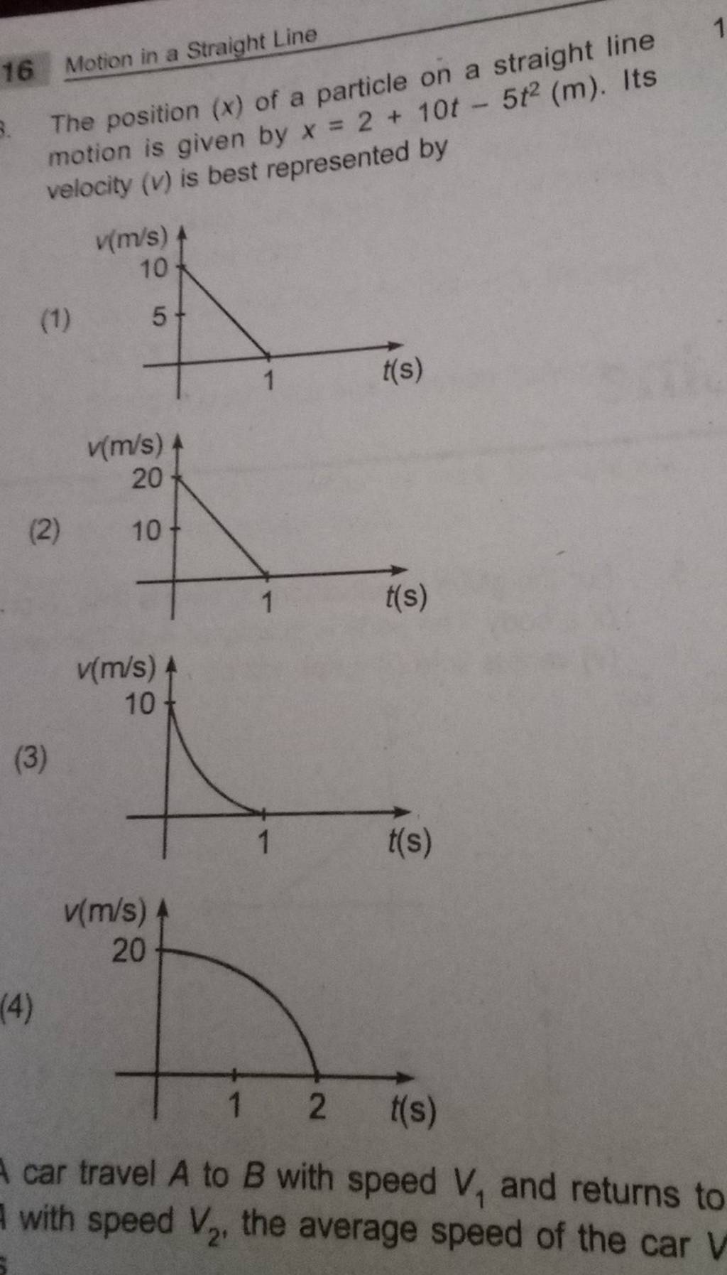 16 Motion in a Straight Line The position (x) of a particle on a straight..