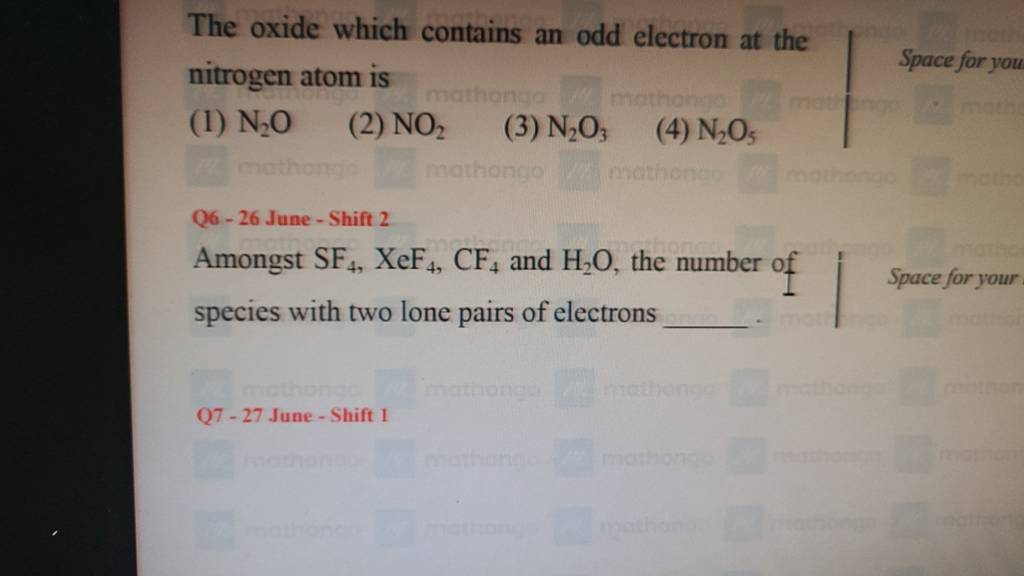 The oxide which contains an odd electron at the nitrogen atom is | Filo