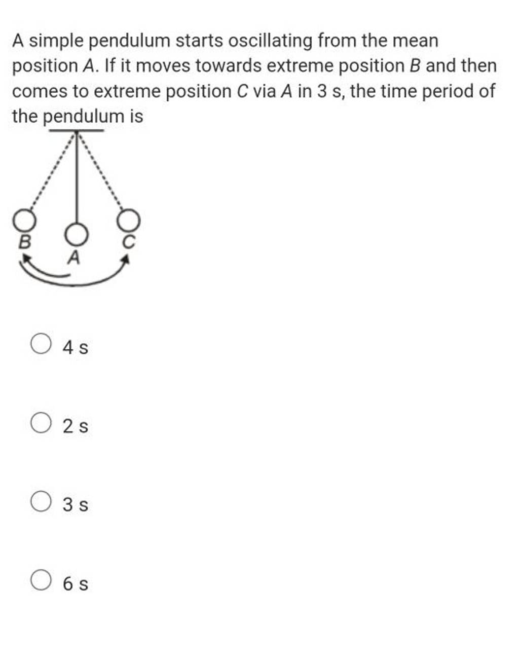 A simple pendulum starts oscillating from the mean position A. If it move..