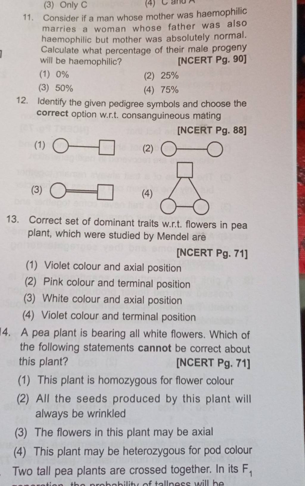 Identify the given pedigree symbols and choose the correct option w.r.t.