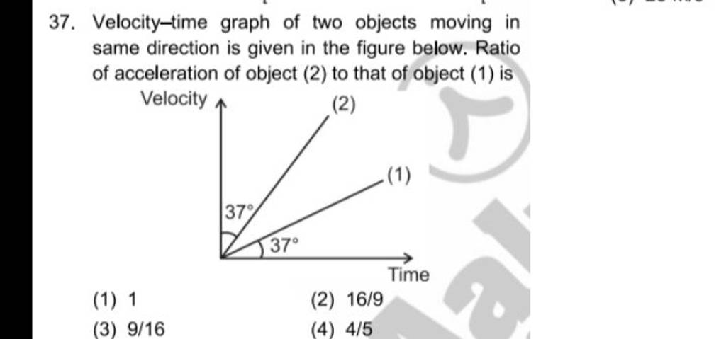Velocity Time Graph Of Two Objects Moving In Same Direction Is Given In T