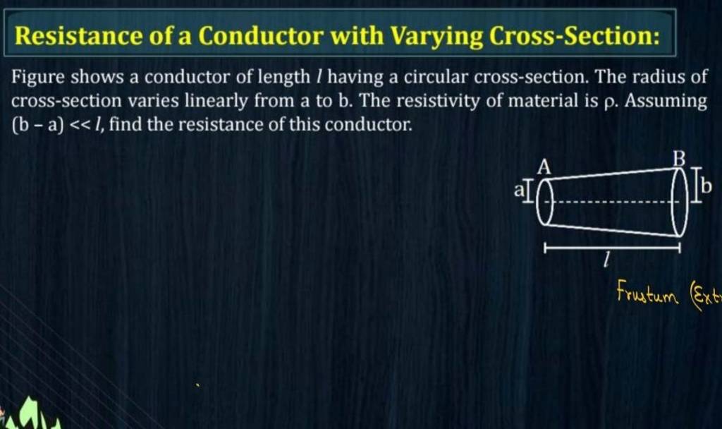 Resistance of a Conductor with Varying Cross-Section: Figure shows a cond..