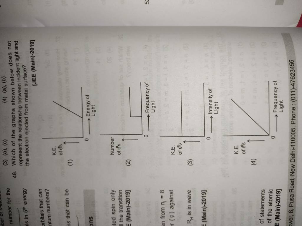 number for the (3) (a), (c) (4) (a), (b) 48. Which of the graphs shown be..