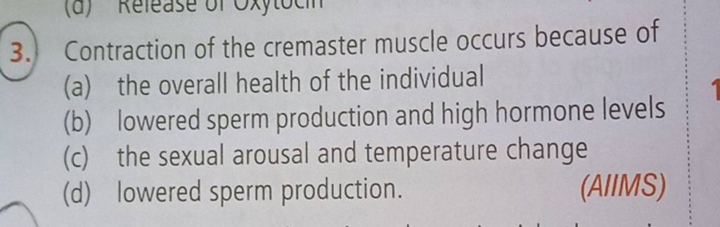 Contraction of the cremaster muscle occurs because of | Filo