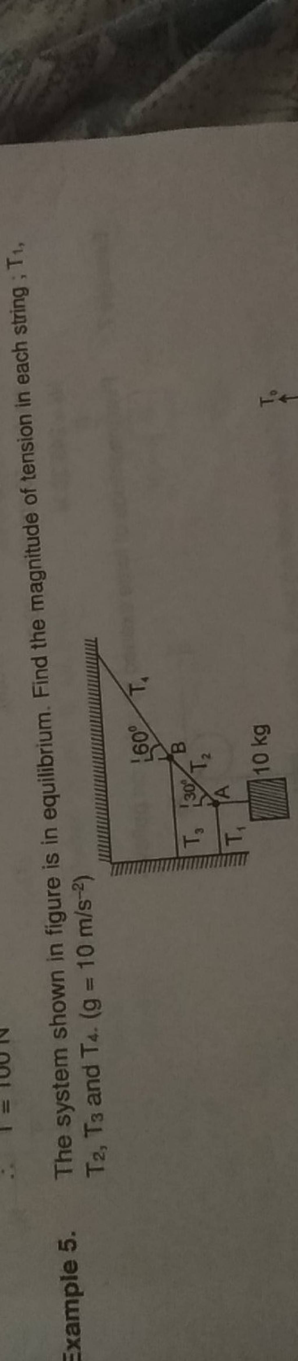 Example 5. The system shown in figure is in equilibrium. Find the magnitu..