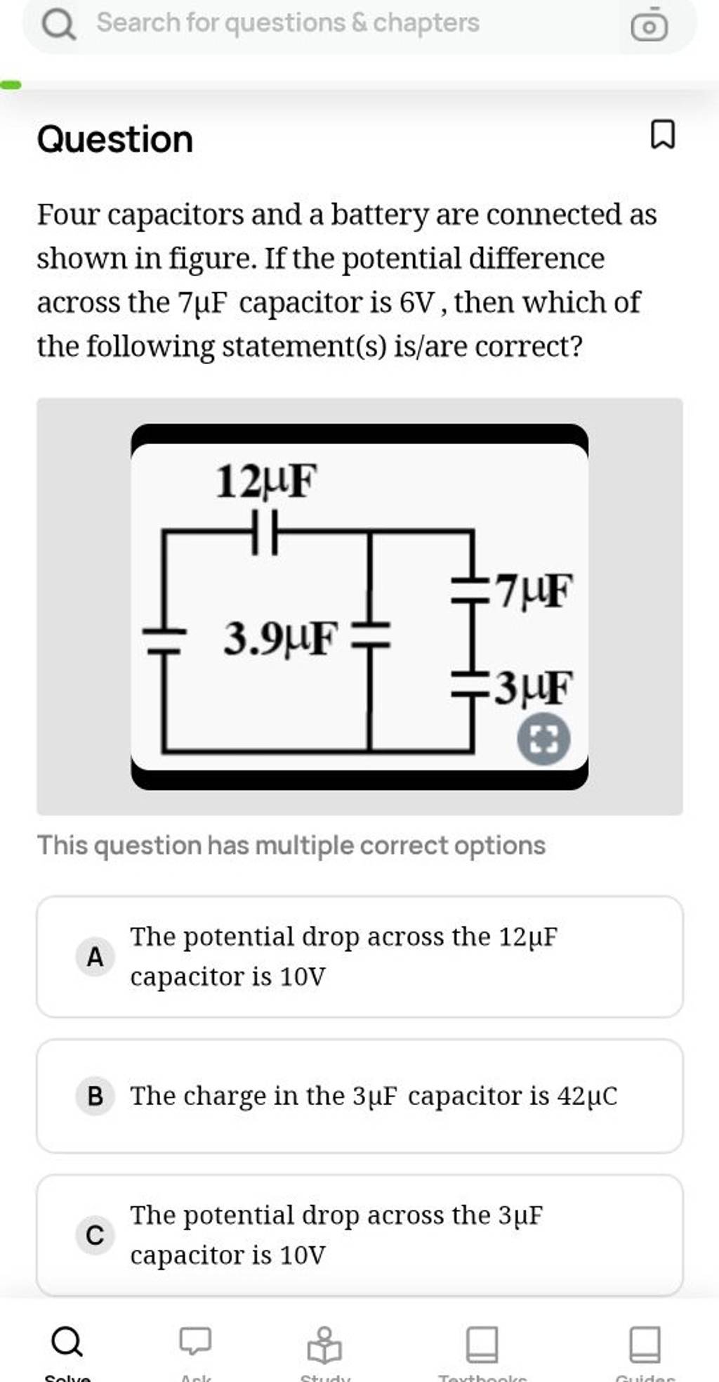 Question Four capacitors and a battery are connected as shown in figure.