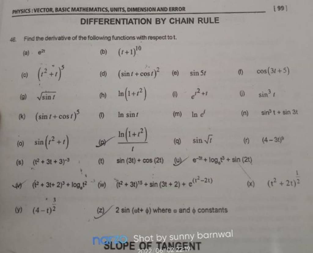 PHYSICS : VECTOR, BASIC MATHEMATICS, UNITS, DIMENSION AND ERROR [99] DIFF..
