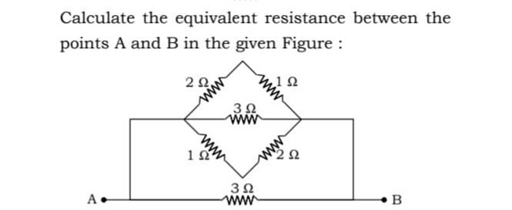 Calculate the equivalent resistance between the points A and B in the giv..