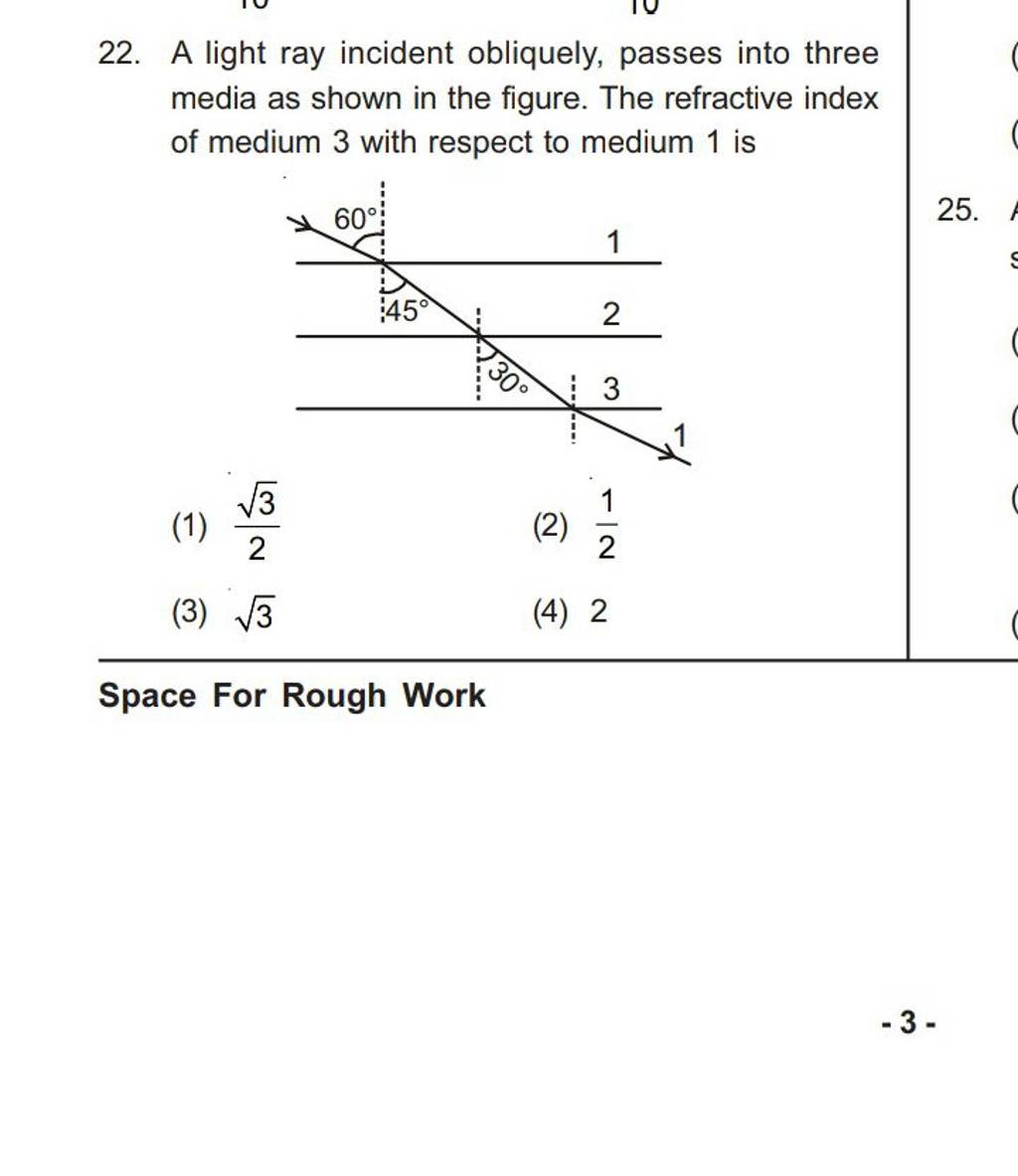 A light ray incident obliquely, passes into three media as shown in the f..