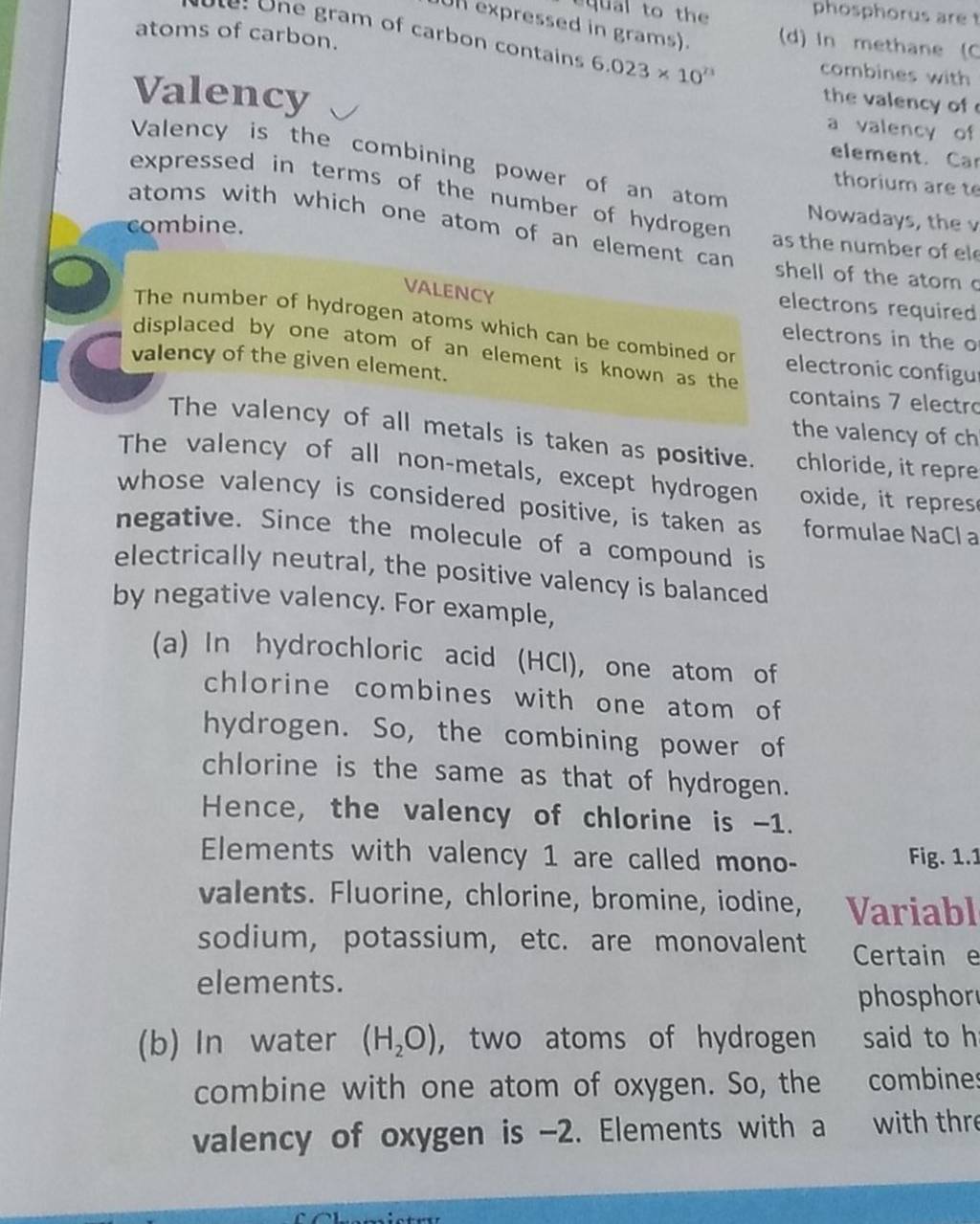 Valency v combining power of an atom the Valency is the combinither numbe..