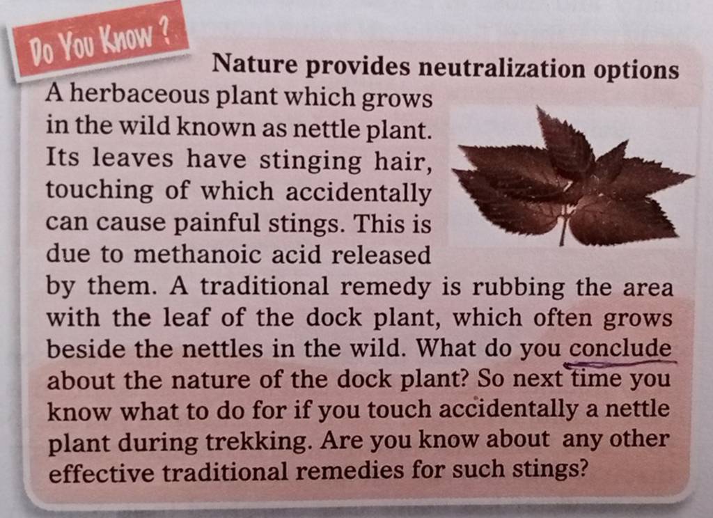 Do You know? Nature provides neutralization options A herbaceous plant wh..