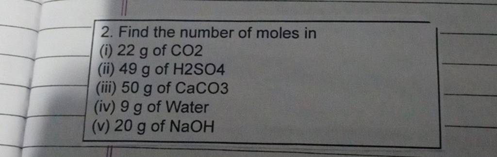 Find the number of moles in | Filo