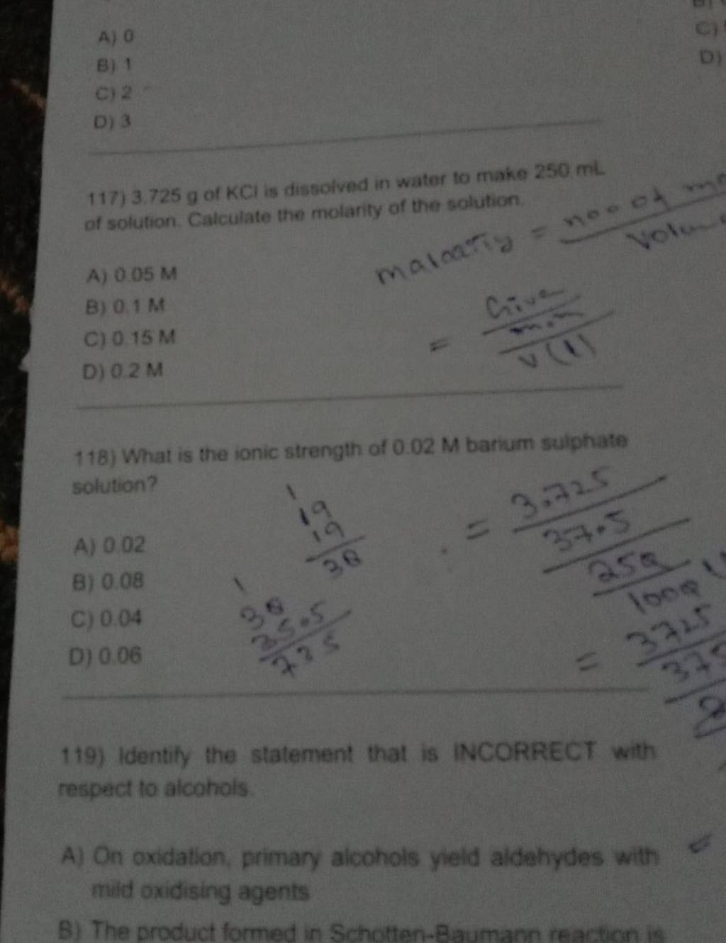 mox+Coc2 118) What is the ionic strength of 0.02M barium sulphate solutio..
