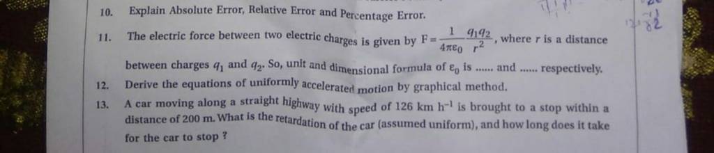 10. Explain Absolute Error, Relative Error and Percentage Error. 11. The 10. Explain Absolute Error, Relative Error and Percentage Error. 11. The