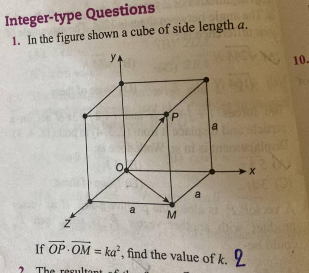 Integer-type Questions 1. In the figure shown a cube of side length a. If..
