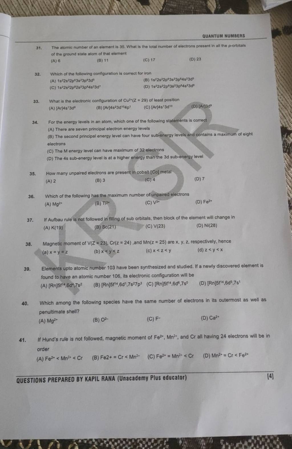 Elements upto atomic number 103 have been synthesized and studied. If a n.. Elements upto atomic number 103 have been synthesized and studied. If a n..