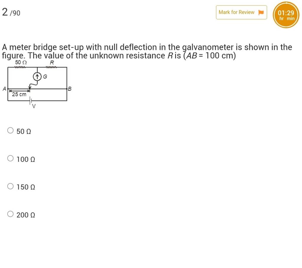 2/90 A meter bridge set-up with null deflection in the galvanometer is sh..