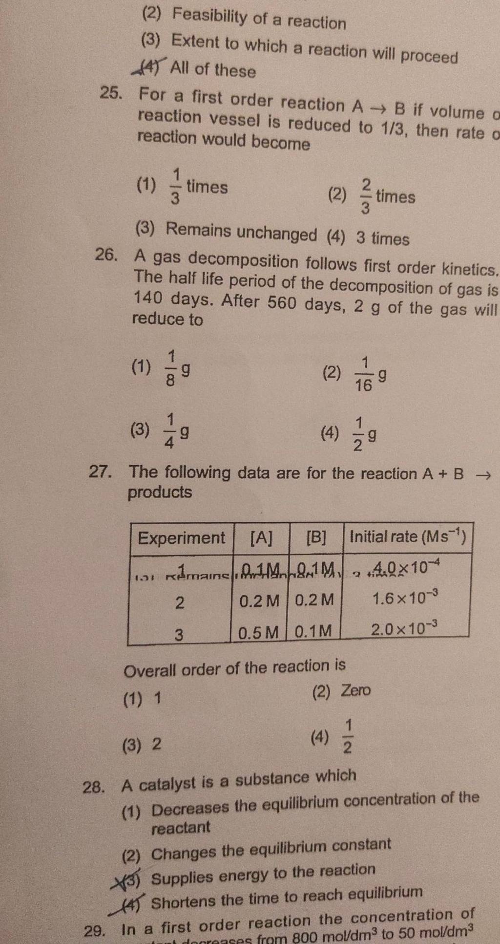 For A First Order Reaction A B If Volume Reaction Vessel Is Reduced To 1 for-a-first-order-reaction-a-b-if-volume-reaction-vessel-is-reduced-to-1