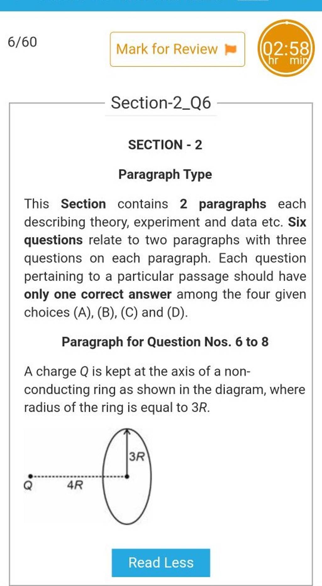 6/60 Mark for Review Section-2_Q6 SECTION - 2 Paragraph Type This Section..