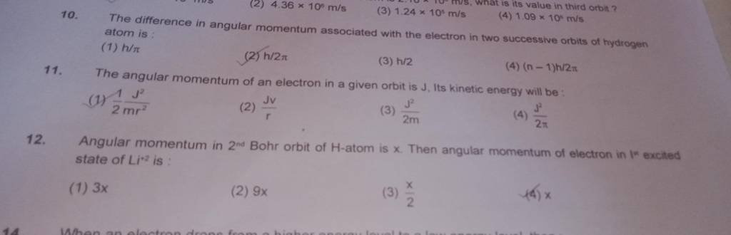 The Difference In Angular Momentum Associated With The Electron In Two Su
