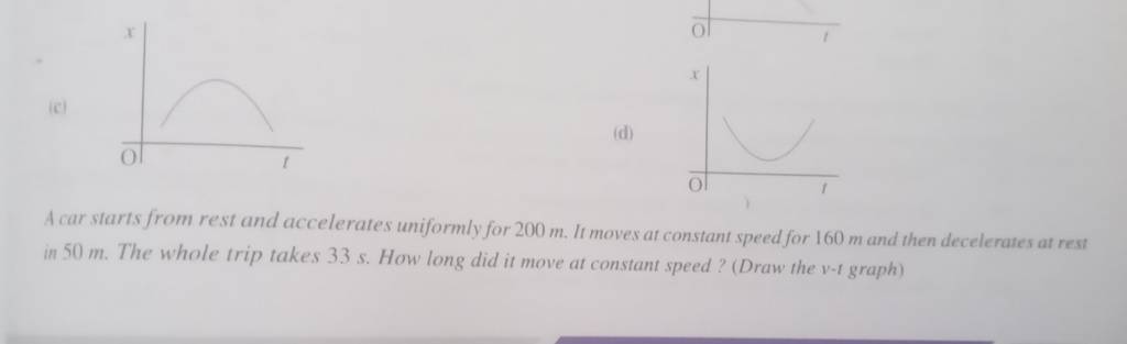 A Car Starts From Rest And Accelerates Uniformly For 200 M It Moves At C