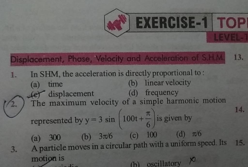 A Particle Moves In A Circular Path With A Uniform Speed Its 15 Motion