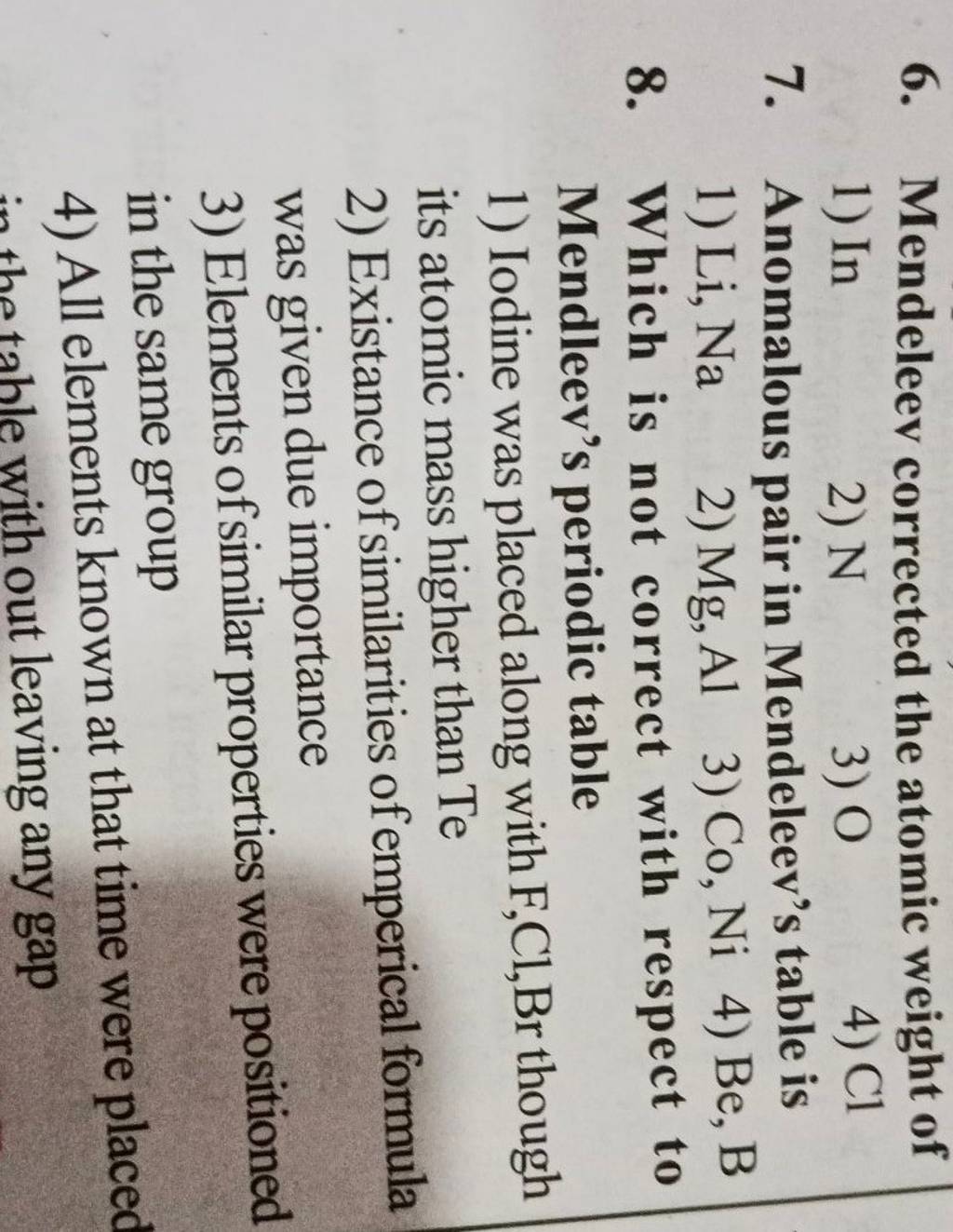 Anomalous pair in Mendeleev's table is | Filo