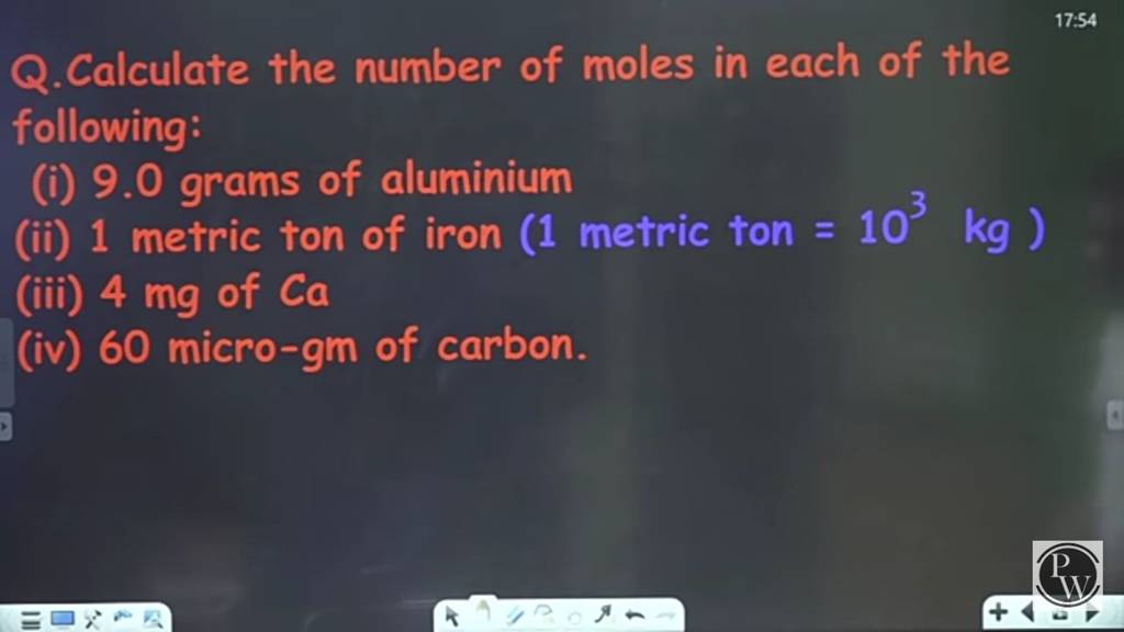 Calculate The Number Of Moles In Each Of The Following Filo