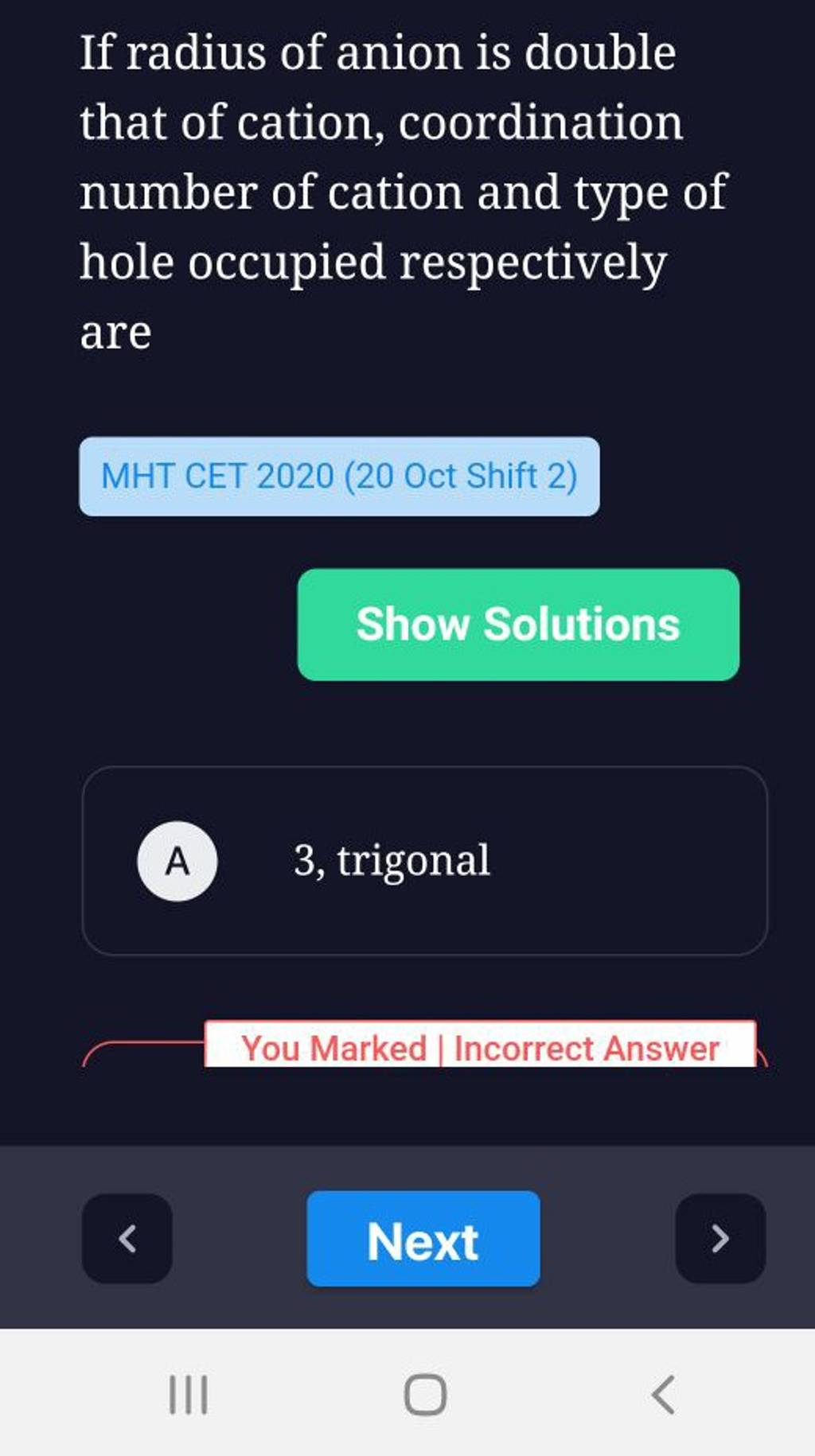 If Radius Of Anion Is Double That Of Cation Coordination Number Of Catio