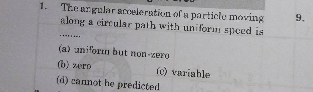 The angular acceleration of a particle moving along a circular path with