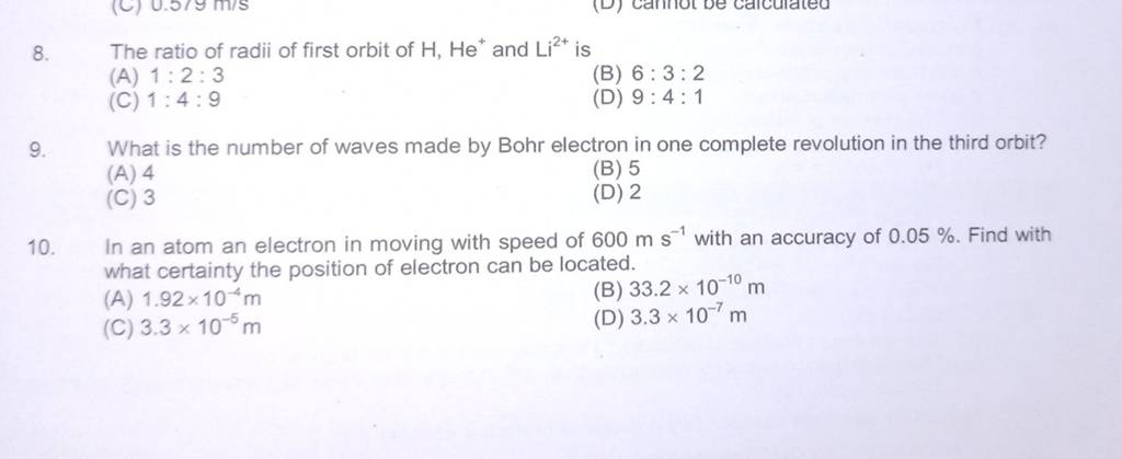 In An Atom An Electron In Moving With Speed Of 600 M S−1 With An Accuracy