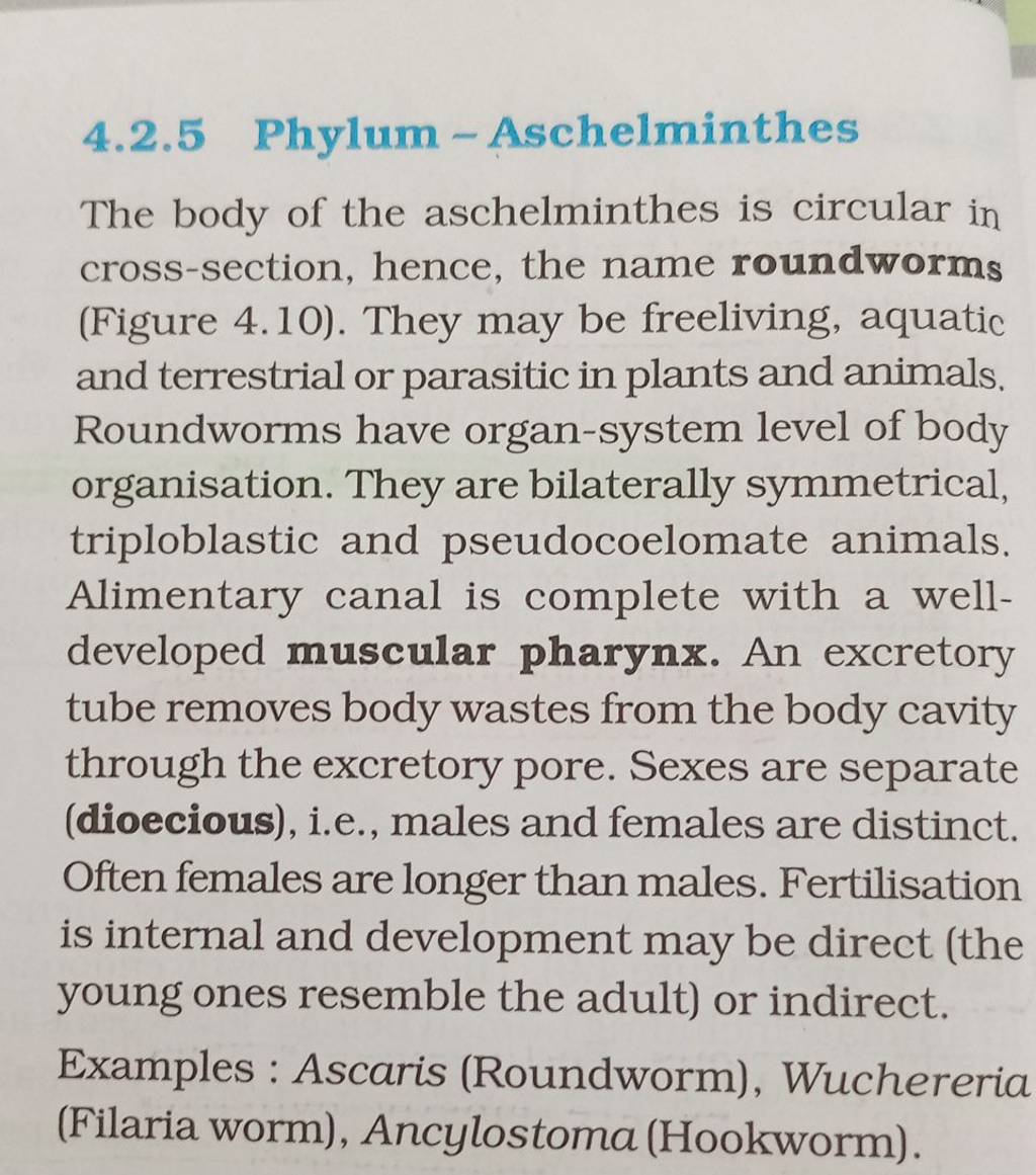 Examples Of Phylum Aschelminthes