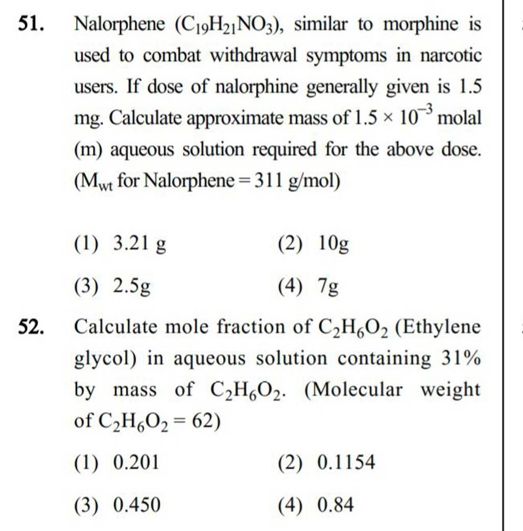 Calculate mole fraction of C2 H6 O2 (Ethylene glycol) in aqueous solutio.. Calculate mole fraction of C2 H6 O2 (Ethylene glycol) in aqueous solutio..