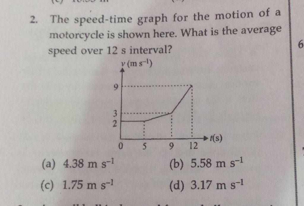 The speed-time graph for the motion of a motorcycle is shown here. What i..