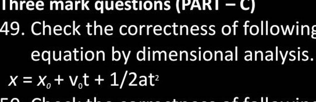 49. Check the correctness of following equation by dimensional ana | Filo