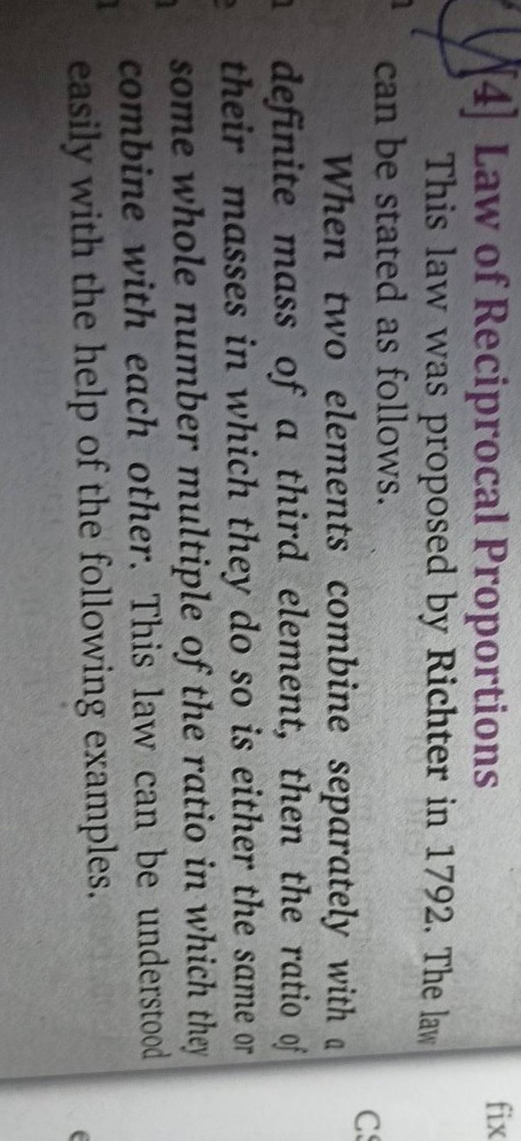 4] Law of Reciprocal Proportions This law was proposed by Richter in 1792..