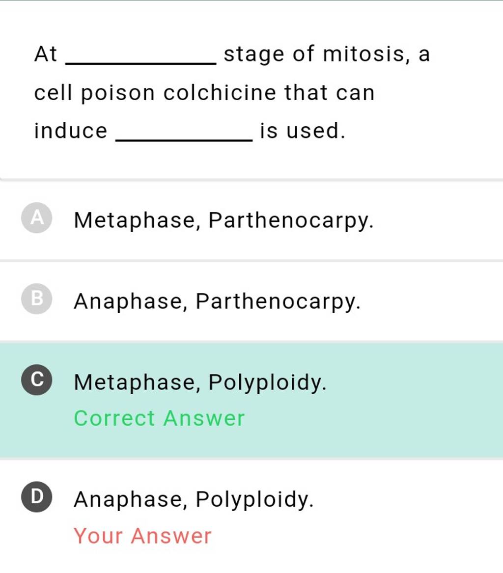 At stage of mitosis, a cell poison colchicine that can induce is used...