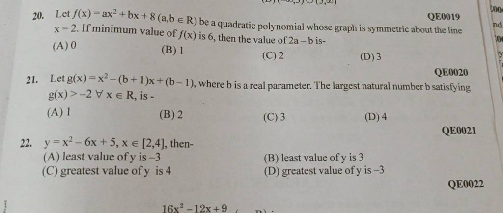 Let f(x)=ax2+bx+8(a,b∈R) be a quadratic polynomial whose graph is symmetr..