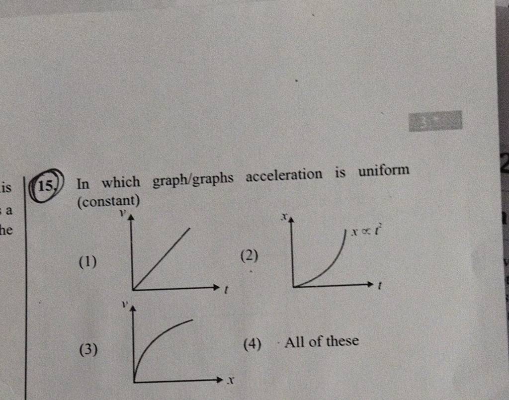 In which graph/graphs acceleration is uniform (constant) | Filo