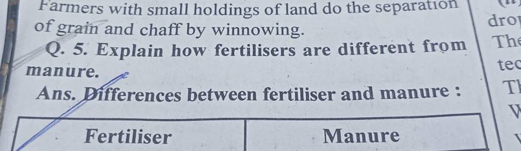 Farmers with small holdings of land do the separation of grain and chaff