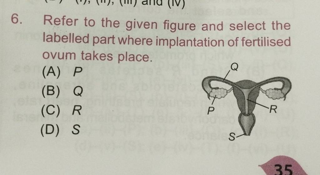 Refer To The Given Figure And Select The Labelled Part Where Implantation