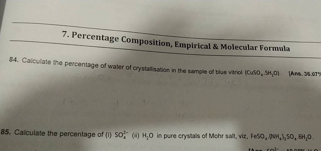 7. Percentage Composition, Empirical \& Molecular Formula | Filo