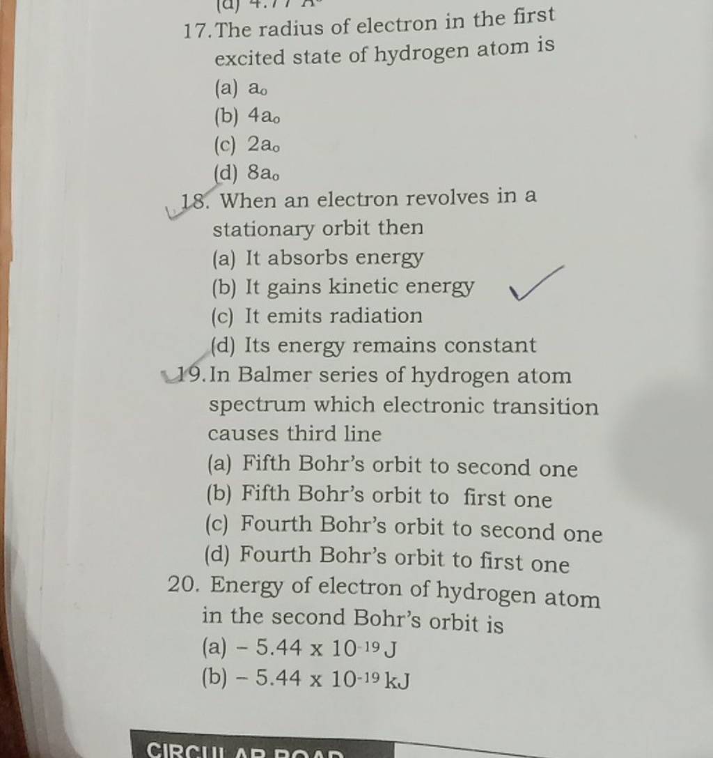 In Balmer Series Of Hydrogen Atom Spectrum Which Electronic Transition Ca