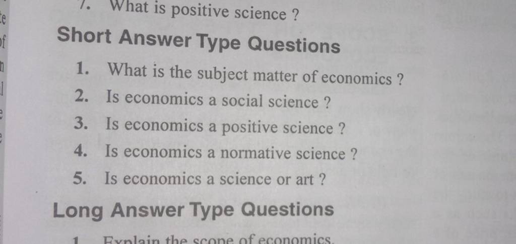 What is positive science ? Short Answer Type Questions | Filo