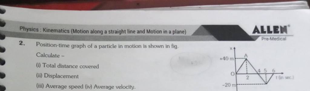 Physics : Kinematics (Motion along a straight line and Motion in a plane)..