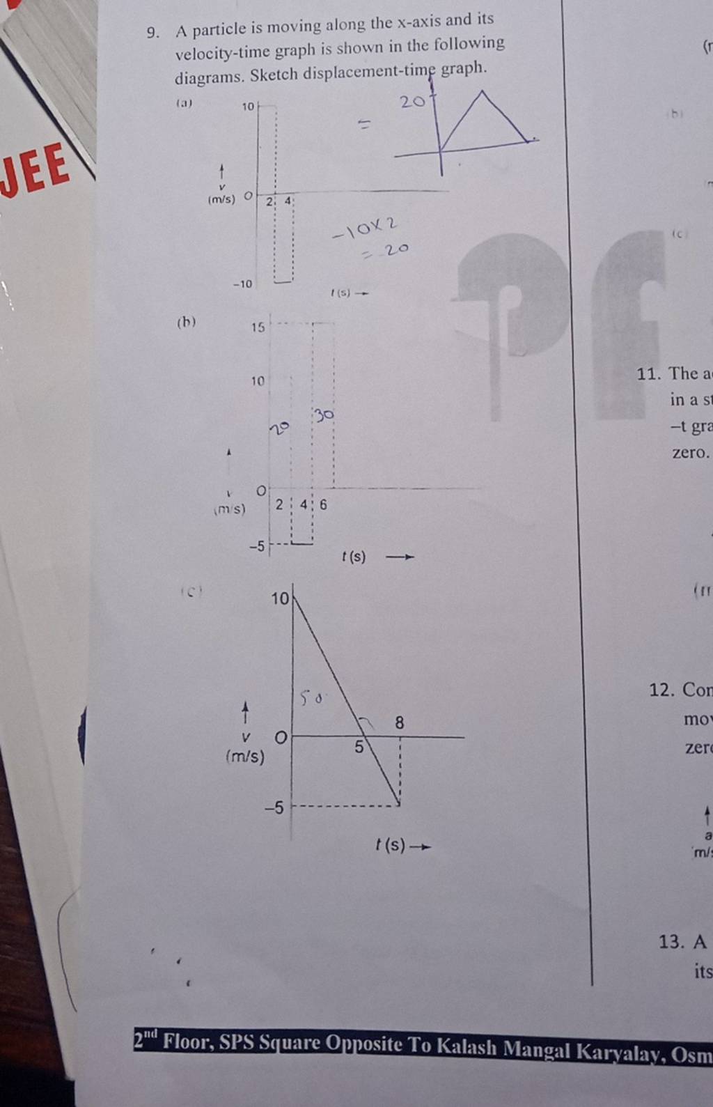 9 A Particle Is Moving Along The X Axis And Its Velocity Time Graph Is S