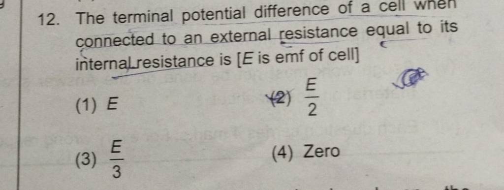 The terminal potential difference of a cell when connected to an external..